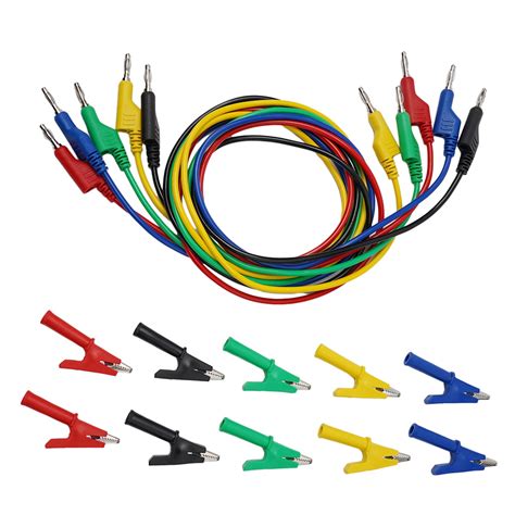 5× Multimeter Test Leads4mm 5 Colours Banana Cablewith 10 For