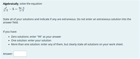 Solved Algebraically Solve The Equationx2x 5 56x 5x 5state