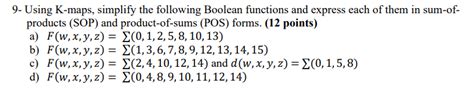 Solved Using K Maps Simplify The Following Boolean Chegg
