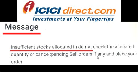 Insufficient Stocks Allocated In Demat Problem Solve In Icici Direct