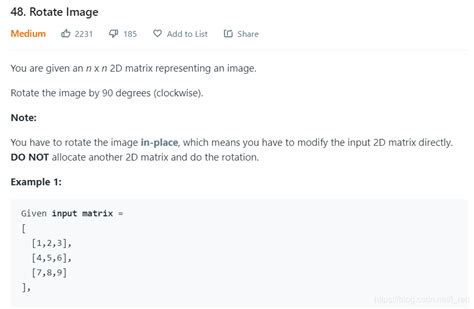 Leetcode 48 Rotate Image Csdn博客