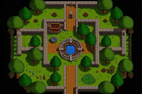 Premium Photo Pixel Art Fantasy Rpg Game Map Top View Background In