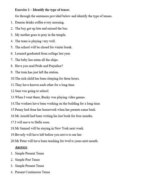 Practice Test Key Pdf Grammatical Tense Perfect Grammar