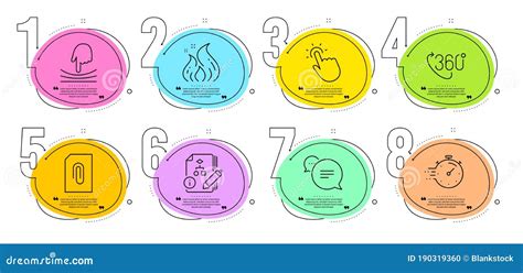 text message attachment and timer icons set elastic 360 degree and
