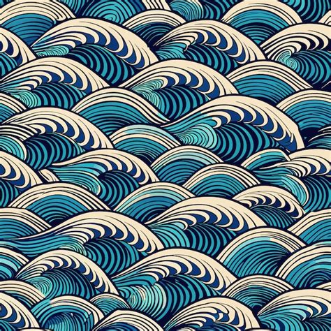 Wave Seamless Pattern Design Background Premium Ai Generated Vector