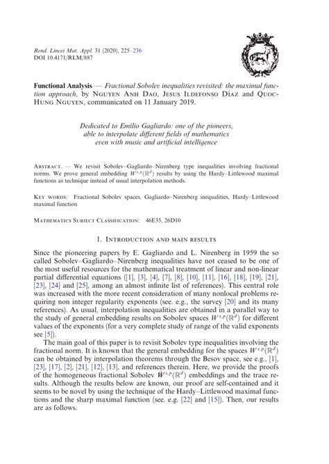 Pdf Fractional Sobolev Inequalities Revisited The Maximal Function