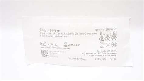 Icu Medical 12516 01 Smallbore Extension Set 7 Inch X 0 24ml