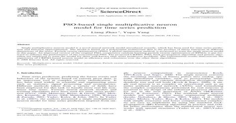 pso based single multiplicative neuron model for time series prediction