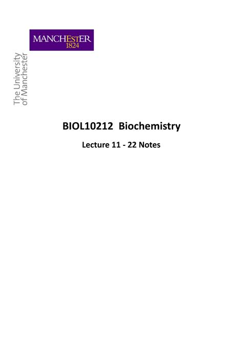 Summary Lecture Biochemistry Biol Biochemistry Lecture