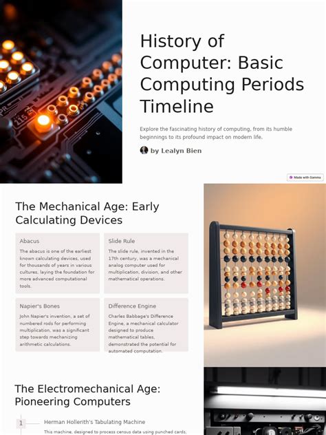 History Of Computer Basic Computing Periods Timeline Pdf Computer