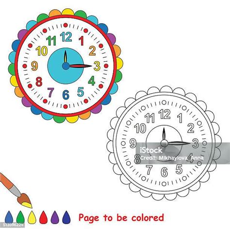 การ์ตูนนาฬิกาแขวน หน้าที่จะระบายสี ภาพประกอบสต็อก ดาวน์โหลดรูปภาพตอนนี้ Logic Puzzle กระดาษ
