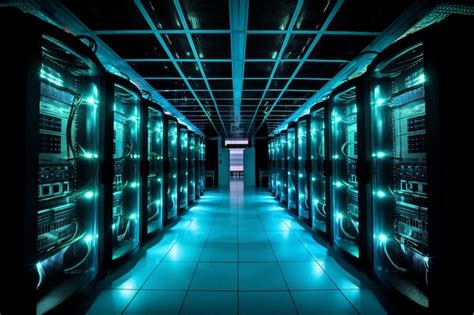 Premium Ai Image Network And Data Servers Behind Glass Panels In A