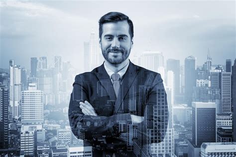 Premium Photo Prosperous European Entrepreneur In Suit In Crossed Arms Pose Kuala Lumpur