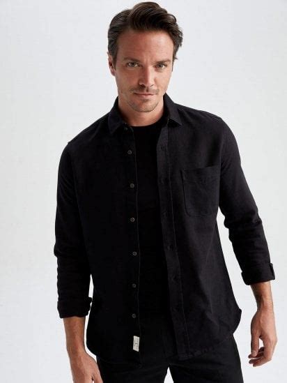 Сорочка Defacto V6017az Bk27 для чоловіків колір Чорний купити в Києві Україні в магазині