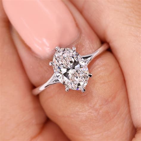 Lab Grown Diamond Ring Tulip Prongs 1 To 3 Ct Oval Lab Grown Diamond
