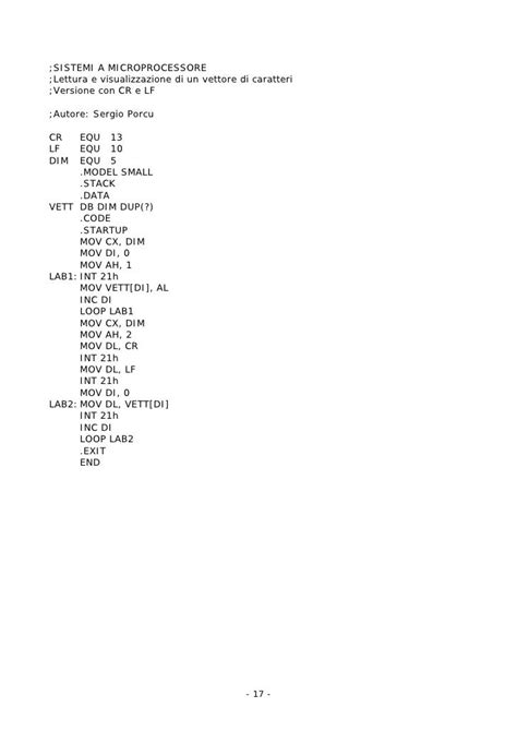 Esercizi In Linguaggio Assembly 8086
