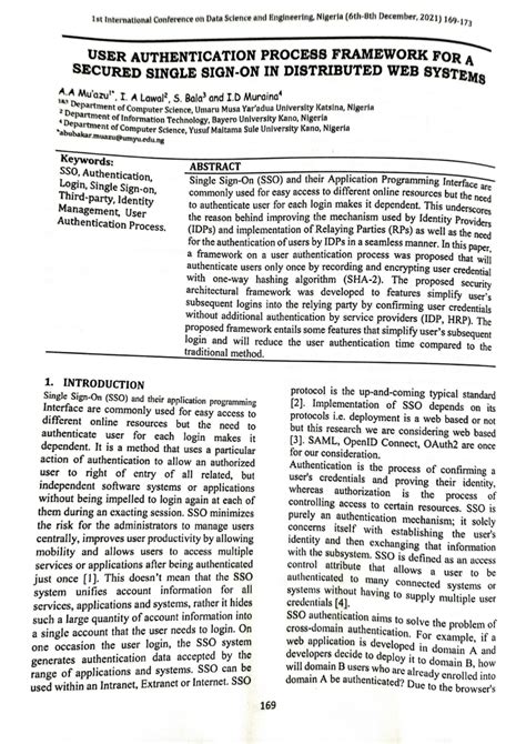 PDF User Authentication Process Framework For A Secured Single Sign On In Distributed Web Systems