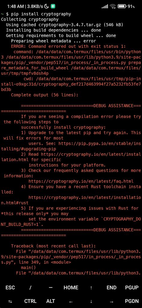 Cant Install Cryptography Module On Pip Rtermux