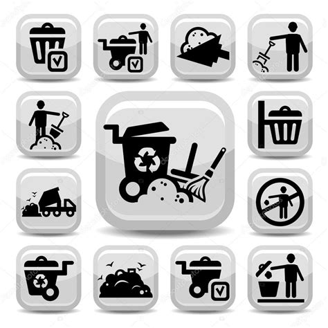 Garbage Icons Set — Stock Vector © Chistoprudnaya 27726353
