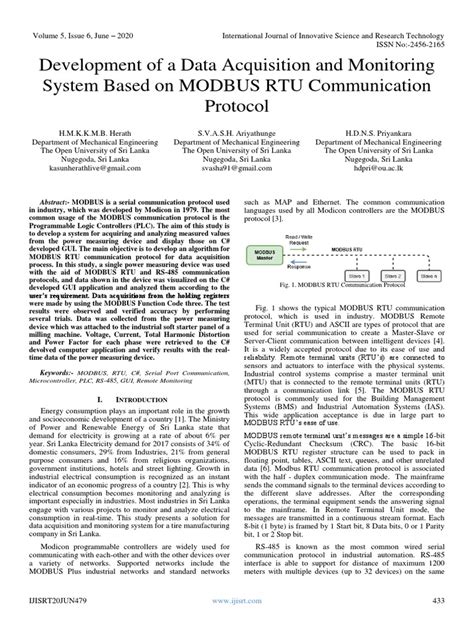development of a data acquisition and monitoring system based on modbus