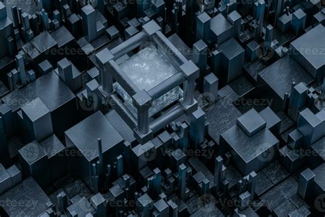 Randomly Distributed Cubes Industrial Background 3d Rendering