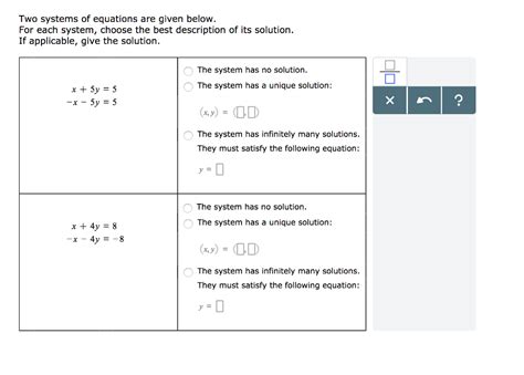 Solved Two Systems Of Equations Are Given Below For Each
