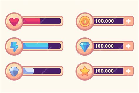 Комплект игрового пользовательского интерфейса Набор пользовательского интерфейса Gui для