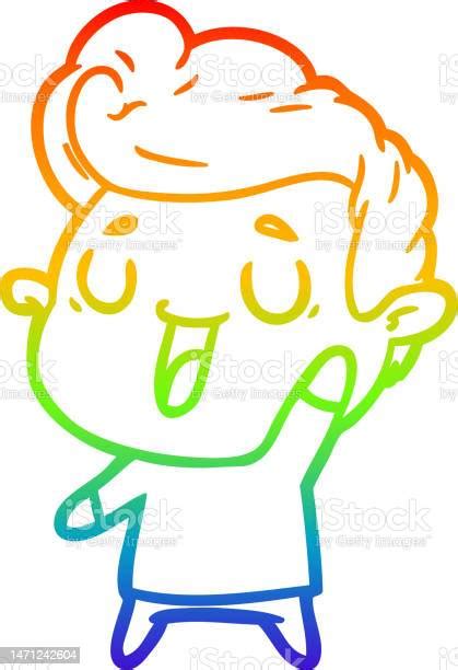 Dessin Au Trait Dégradé Arcenciel Dun Homme De Dessin Animé Heureux