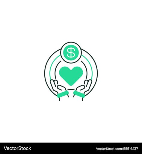 Heart And Coin Line Icon Linear Style Sign Vector Image