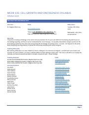 MCDB 135 Cell Growth And Oncogenesis Course Overview Course Hero