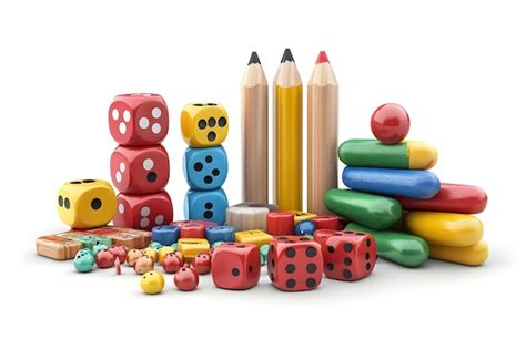 Classroom Games And Educational Toys Assortment Isolated On White Background Premium Ai