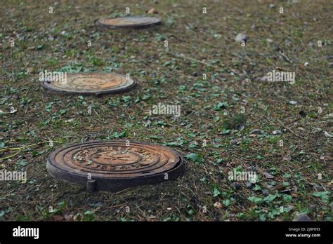 Rusty Manhole Cap Grunge Manhole Cover With Clipping Path Underground