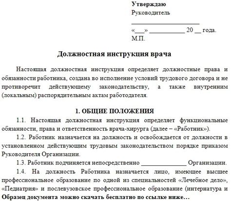 Образец должностной инструкции 2024 года
