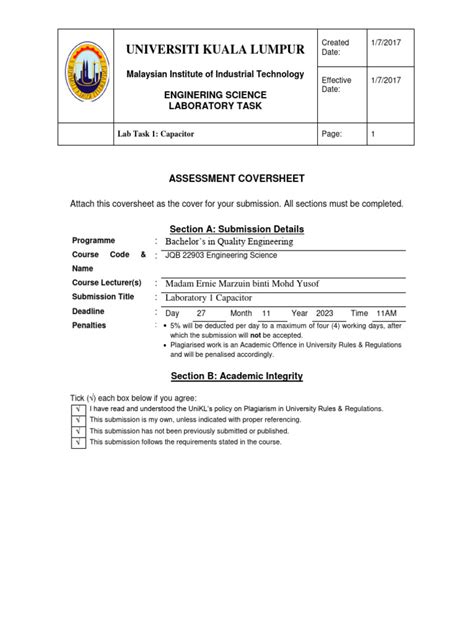 Assesment Lab 1 Capacitor Pdf Capacitor Materials Science