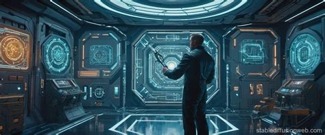 A Futuristic Craftsman Building A Complex Machine Like A Quantum