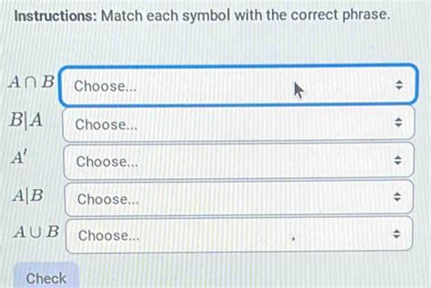 Solved Instructions Match Each Symbol With The Correct Phrase A B