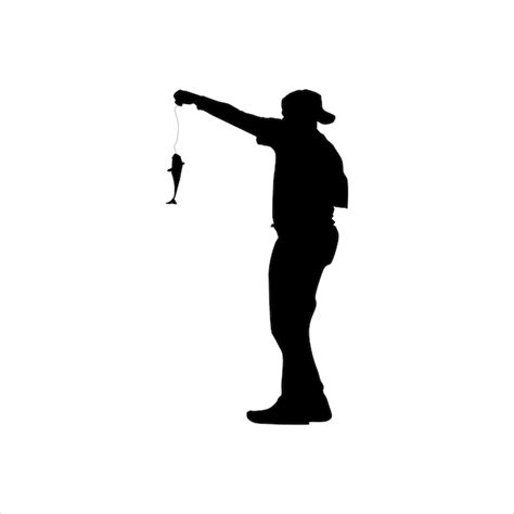Design De Vetor De Silhueta De Pesca De Mulher Vetor Premium