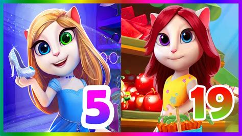 My Talking Angela 5 Vs My Talking Angela 19 Android Gameplay New Update 45 Two Screens
