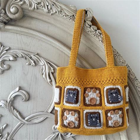 Cat Lover Tote Handmade Crochet Bag Korat Shorthair Persian Bobtail