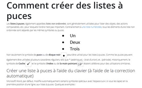comment désactiver la création automatique des listes à puces et