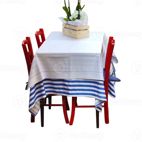 Table Set With Tablecloth And Chairs 34915986 Png