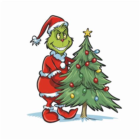Un Dibujo Animado De Un Grinch Llevando Un árbol De Navidad Ai Generado