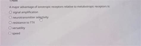 Solved A Major Advantage Of Ionotropic Receptors Relative To