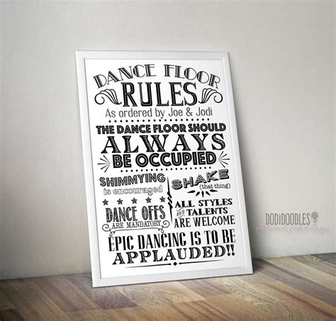 Dance Floor Rules This Chalkboard Printable Art Print Is The Perfect