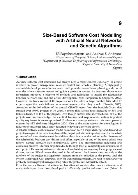 Pdf Size Based Software Cost Modelling With Artificial Neural