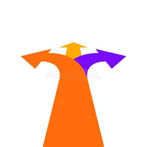 Three Way Direction Arrow Vector Icon Road Direction Illustration Symbol Stock Vector