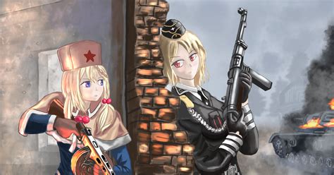 少女前線 Ppsh 41 And Mp40 Enlisted Panzer老貓のイラスト Pixiv