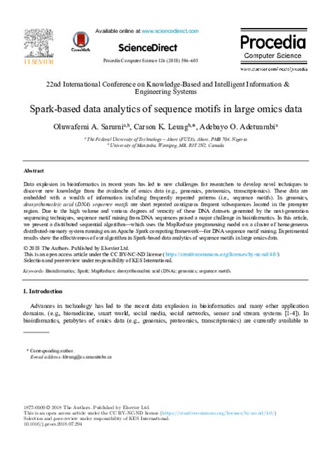 Pdf Spark Based Data Analytics Of Sequence Motifs In Large Omics Data