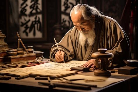 Premium Ai Image Wisdomofagesparchmentcalligraphy