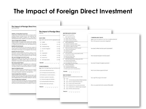 The Impact Of Foreign Direct Investment Teaching Resources